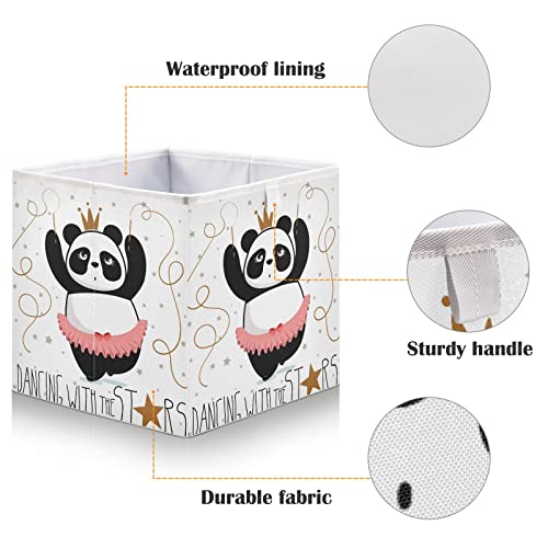 Kigai Panda Dancer Cube Storage Bins - 11x11x11 In Large Foldable Storage Basket Fabric Storage Baskes Organizer for Toys, Books, Shelves, Closet, Home Decor