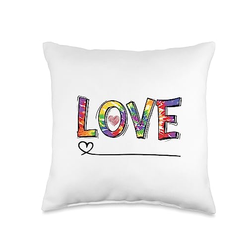 "Love" Rainbow Love Tie Dye Apparel for Women Throw Pillow