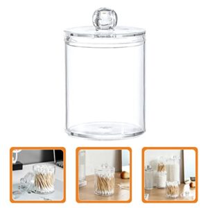 CUBTOL Lid Pads Swab Clear Ball with Canister Holder, Qtip Bathroom for Organizer Organization Storage Pad Small Dispenser Plastic Transparent Organizer, Holder Cotton Containers Vanity