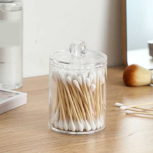 CUBTOL Lid Pads Swab Clear Ball with Canister Holder, Qtip Bathroom for Organizer Organization Storage Pad Small Dispenser Plastic Transparent Organizer, Holder Cotton Containers Vanity