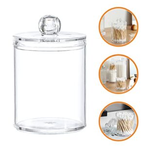 CUBTOL Lid Pads Swab Clear Ball with Canister Holder, Qtip Bathroom for Organizer Organization Storage Pad Small Dispenser Plastic Transparent Organizer, Holder Cotton Containers Vanity