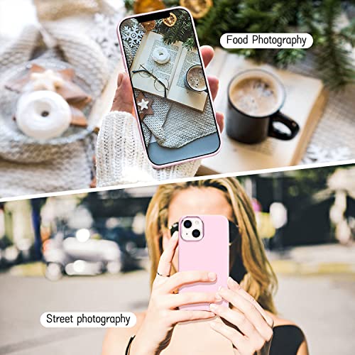 Ownest Compatible for iPhone 13 Case and iPhone 14 Case 6.1 Inch with Slim Silicone Shockproof Protective Phone Case for iPhone 13/iPhone 14 with [Soft Touch Microfiber Lining]-Light Pink