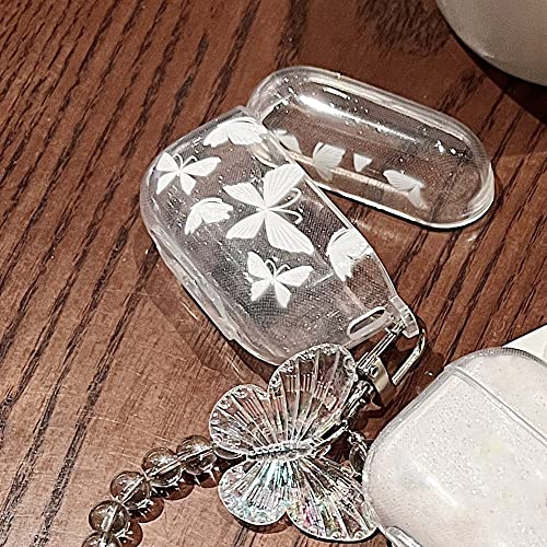 Srddty Compatible with AirPods Pro 2 Case Cute Clear Glitter, Shockproof Soft TPU Protective Case Cover for Girls Women with Keychain Designed for AirPod Pro 2nd Generation 2022, Butterfly