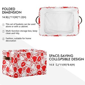 Foldable Storage Basket, Cube Organizer Bins Valentines Day Cube Bag Dual Handles for Closet Shelf