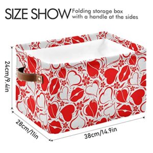 Foldable Storage Basket, Cube Organizer Bins Valentines Day Cube Bag Dual Handles for Closet Shelf