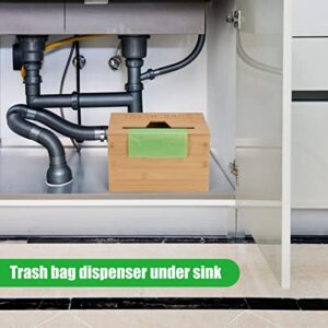 ZZYZSFUS Trash Bag Dispenser For Plastic Bags, Garbage Bag Organizer Roll Holder Under Sink, Bamboo Wall Mounted Trash Bag Organizer for Cabinet Kitchen Countertop - Large