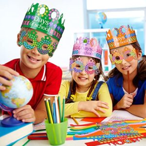 48 Pcs 100 Days of School Party Supplies 100th Day of School Crown Bulk Rhinestone Star Eyewear Glasses and Crowns 100 Days School Paper Party Hats and Eyeglasses for Kids School Classroom Decoration