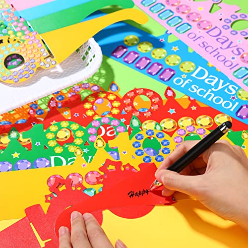 48 Pcs 100 Days of School Party Supplies 100th Day of School Crown Bulk Rhinestone Star Eyewear Glasses and Crowns 100 Days School Paper Party Hats and Eyeglasses for Kids School Classroom Decoration