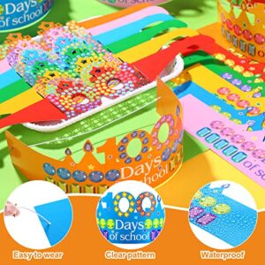 48 Pcs 100 Days of School Party Supplies 100th Day of School Crown Bulk Rhinestone Star Eyewear Glasses and Crowns 100 Days School Paper Party Hats and Eyeglasses for Kids School Classroom Decoration