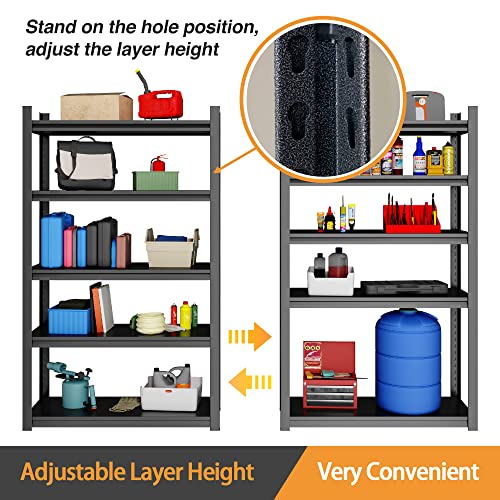 BEESTMUEBLE 5 Tier Garage Shelving, Storage Shelves Heavy Duty Shelving, Adjustable Metal Shelf Rack and Shelf Units, Garage Shelving Heavy Duty Warehouse Industrial Shelving, 47.2" W x 18" D x 78" H