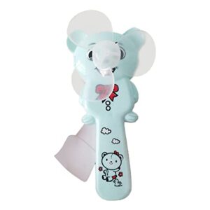 plplaaoo mini hand pressure fan, portable hand press fan, plastic cute cartoon bear mini handheld fan, safe mini manual fan, portable pocket hand fan for room exercise travel (blue)