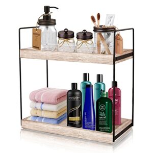 bathroom counter organizer, vanity organizers and storage tray, bathroom countertop shelf, bathroom under sink organizer, rustic bathroom kitchen coffee station decor (2 tier)