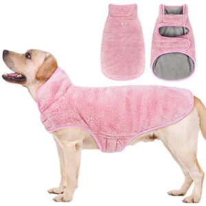 malier dog winter coat, reversible fleece dog cold weather coats dog jacket for dogs, windproof warm dog coat snow dog jacket vest pet dog clothes for small medium large dogs (medium, pink)