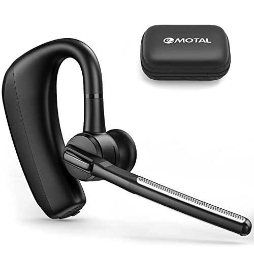 emotal Bluetooth Headset for Cellphones Dual-Mic ENC +CVC 8.0 Noise Cancelling APT-X HiFi Stereo 200Hours Standby 18Hours HD Talktime Bluetooth Earpiece Compatible with Storage Case (Blue Black, U8)