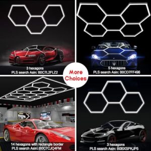 MODERN Hexagon Garage Light: Higher Brightness 720W 86400 Lumens Hexagon Led Garage Light with Rectangle Frame 6500K for Garage, Basement, Warehouse, Auto Beauty Shop, Car Detailing Shop etc.