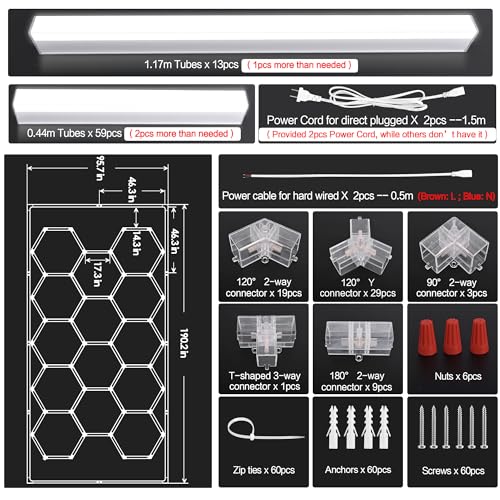 MODERN Hexagon Garage Light: Higher Brightness 720W 86400 Lumens Hexagon Led Garage Light with Rectangle Frame 6500K for Garage, Basement, Warehouse, Auto Beauty Shop, Car Detailing Shop etc.