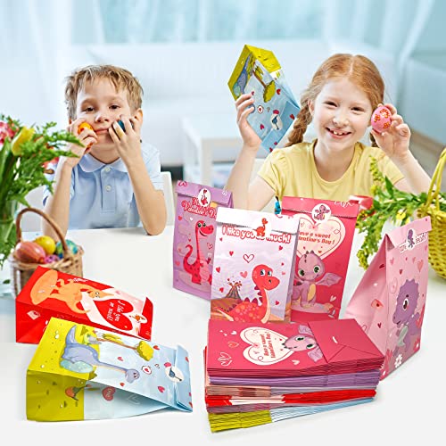 Valentine Gift Bags with Valentines Stickers - 72 PCS Valentine Treat Bags + 72 PCS Valentine’s Day Stickers, Valentines Candy Bags, Goodie Bags for Valentine’s Classroom Party Favors Gifts Exchange