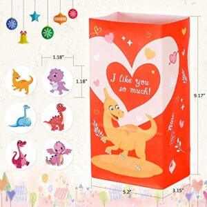 Valentine Gift Bags with Valentines Stickers - 72 PCS Valentine Treat Bags + 72 PCS Valentine’s Day Stickers, Valentines Candy Bags, Goodie Bags for Valentine’s Classroom Party Favors Gifts Exchange