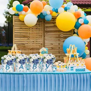 Easy Joy Baby Shower Centerpieces for Boys Floral Blue Baby Centerpiece Blove Flower Boxes Party Arrangement Favor Block Holder Gender Reveal Table Display Boy Decoration Without Flowers (4 Pcs)