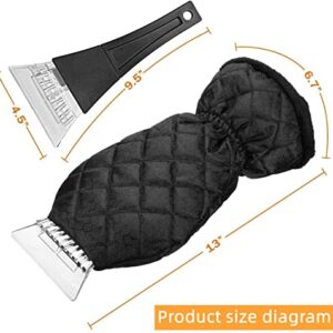 2 Pack Ice Scraper Mitt for Car Windshield,Ice Scraper with Glove Warming Car,Thickened Warm and Waterproof Ice Scraping Gloves,Snow Scraping Tools for Cars in Winter Accessories,Detachable Cleaner