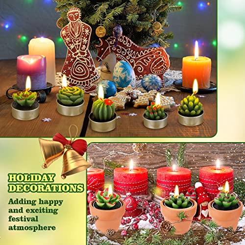 Shihanee 24 Pack Succulent Candles Cactus Tealight Candles Bulk with Terracotta Pot Novelty Handmade Stylish Plant Candles for Baby Shower Birthday Wedding Party Favors Home Decor (Classic Style)