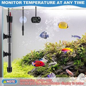 Dreyoo 2 Set Aquarium Fish Tank Heater, Submersible Aquarium Heater with Thermometers and Suckers, Adjustable Knob Aquarium Water Heater Built-in Thermostat for Aquariums (300 W)