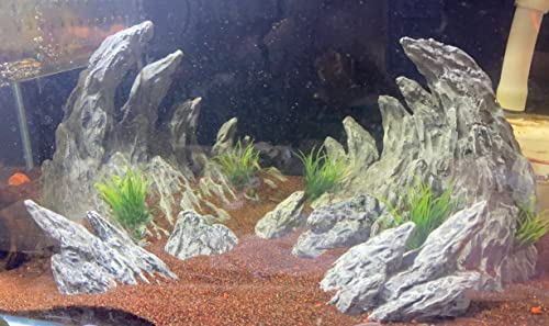 AWXZOM “Soul Valley” Aquarium Ornaments 2～5 Gallon Aquarium Decoration Model Kits, Include 7 pcs Resin Imitation Stone