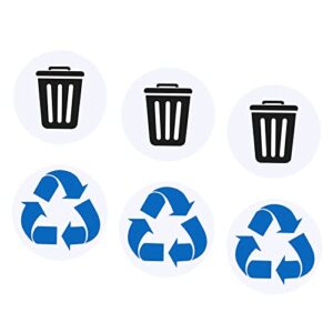 m meterxity 6 pack recycle and trash can sign sticker - classification decal labels sort the trash, apply to home kitchen garbage use (5 inch, blue & black)