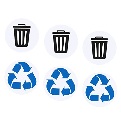 M METERXITY 6 Pack Recycle and Trash Can Sign Sticker - Classification Decal Labels Sort the Trash, Apply to Home Kitchen Garbage Use (5 Inch, Blue & Black)