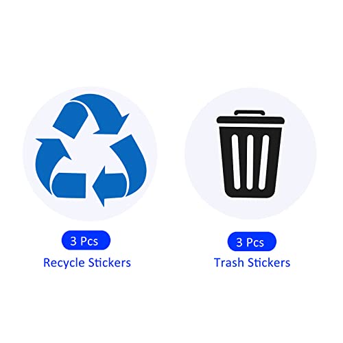 M METERXITY 6 Pack Recycle and Trash Can Sign Sticker - Classification Decal Labels Sort the Trash, Apply to Home Kitchen Garbage Use (5 Inch, Blue & Black)