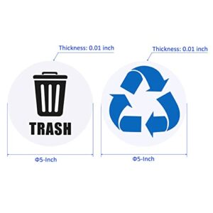 M METERXITY 6 Pack Recycle and Trash Can Sign Sticker - Classification Decal Labels Sort the Trash, Apply to Home Kitchen Garbage Use (5 Inch, Blue & Black)