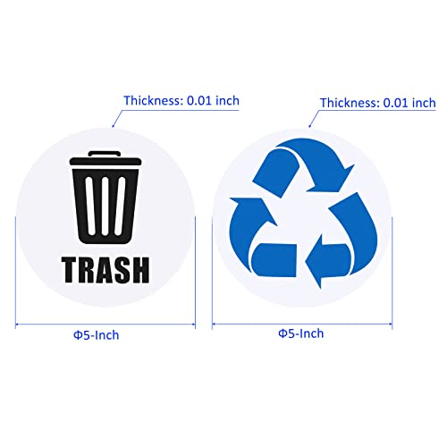 M METERXITY 6 Pack Recycle and Trash Can Sign Sticker - Classification Decal Labels Sort the Trash, Apply to Home Kitchen Garbage Use (5 Inch, Blue & Black)