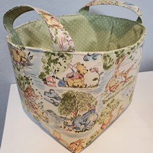 Fabric Organizer Basket Bin Caddy Storage Container XL -Diaper Caddy Bin Storage Organization Organizer Container Basket - Winnie the Pooh Bear in the Park Fabric - Baby Room Decor