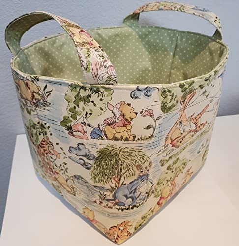 Fabric Organizer Basket Bin Caddy Storage Container XL -Diaper Caddy Bin Storage Organization Organizer Container Basket - Winnie the Pooh Bear in the Park Fabric - Baby Room Decor