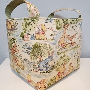 Fabric Organizer Basket Bin Caddy Storage Container XL -Diaper Caddy Bin Storage Organization Organizer Container Basket - Winnie the Pooh Bear in the Park Fabric - Baby Room Decor