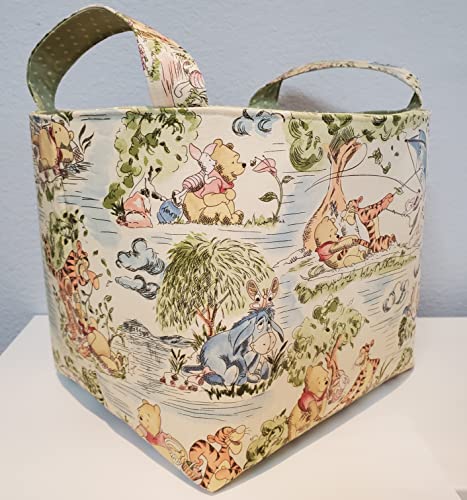 Fabric Organizer Basket Bin Caddy Storage Container XL -Diaper Caddy Bin Storage Organization Organizer Container Basket - Winnie the Pooh Bear in the Park Fabric - Baby Room Decor