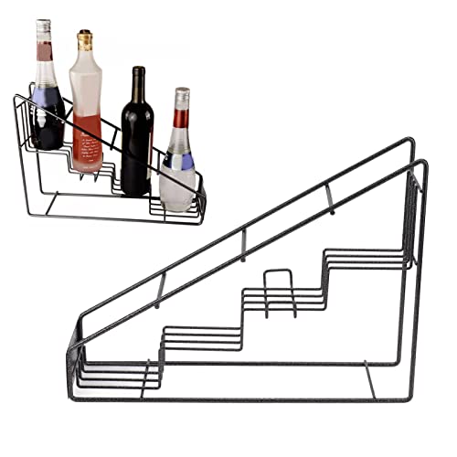 Oreb Syrup Bottle Rack, Stainless Steel Liquor Wine Bottle Rack 4 Compartment Bottle Holder for Syrup, Wine, Dressing, Countertop Display Stand for Home Kitchen Coffee Shop