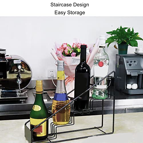 Oreb Syrup Bottle Rack, Stainless Steel Liquor Wine Bottle Rack 4 Compartment Bottle Holder for Syrup, Wine, Dressing, Countertop Display Stand for Home Kitchen Coffee Shop