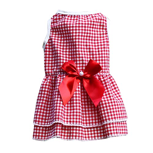 Puppy Outfits for Small Dogs Summer Autumn Bow Spring Knot Clothes Pet Summer Skirt Dress Cat Supplies Dress Wedding Plaid Stripes Pet Clothes Dog Outfit Small Girl