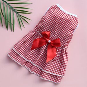 Puppy Outfits for Small Dogs Summer Autumn Bow Spring Knot Clothes Pet Summer Skirt Dress Cat Supplies Dress Wedding Plaid Stripes Pet Clothes Dog Outfit Small Girl