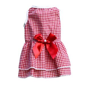 Puppy Outfits for Small Dogs Summer Autumn Bow Spring Knot Clothes Pet Summer Skirt Dress Cat Supplies Dress Wedding Plaid Stripes Pet Clothes Dog Outfit Small Girl