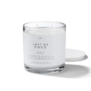 Le Monde Gourmand Lait de Coco Natural Soy-Wax Blend Candle - 14 oz - Fresh, Creamy, Clean with Vanilla and Coconut Fragrance Notes