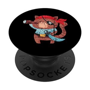 animal cute brown cat pirate cool birthday themed party popsockets swappable popgrip