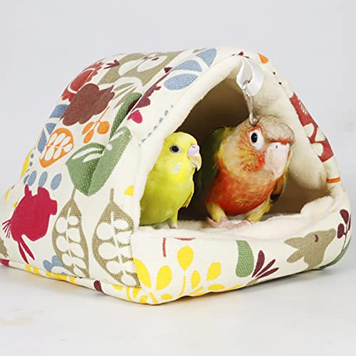 Winter Parrot Cage Hideaway Cave House Hut Birdcage Perch Swing Hammock Bird Hanging Nest for Lovebirds Parakeet Finches Cockatiel Cockatoo, 15cmx15cmx14.5cm