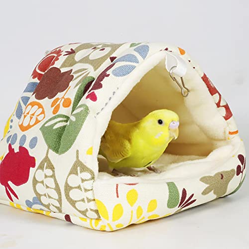 Winter Parrot Cage Hideaway Cave House Hut Birdcage Perch Swing Hammock Bird Hanging Nest for Lovebirds Parakeet Finches Cockatiel Cockatoo, 15cmx15cmx14.5cm