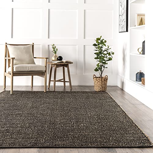 nuLOOM Elfriede Farmhouse Jute Blend Accent Rug, 3x5, Charcoal