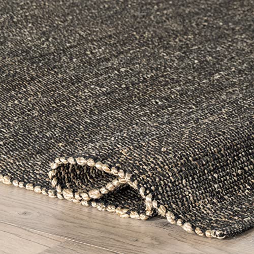 nuLOOM Elfriede Farmhouse Jute Blend Accent Rug, 3x5, Charcoal