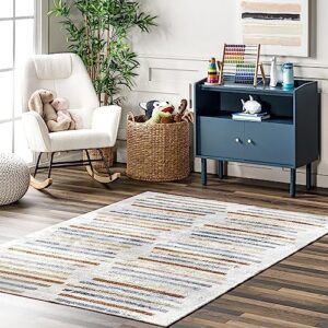 nuloom ros striped columns machine washable accent rug, 3x5, beige