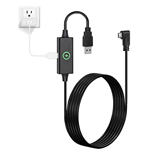 VR Link Cable Compatible with Oculus Quest 2, 16FT VR Headset Cable with Separate Charging Port, 5Gbps High Speed Data Transfer Charging Cable, USB 3.0 Type A to C Cable for VR Headset and Gaming PC