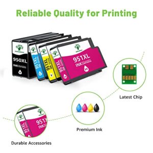 950XL 951XL High Yield Remanufactured Ink Cartridges 4 Combo Pack Replacement for HP OfficeJet Pro 8600 8610 8620 8100 8630 8660 8640 8615 8625 276DW 251DW Printer (Black, Cyan, Magenta, Yellow)